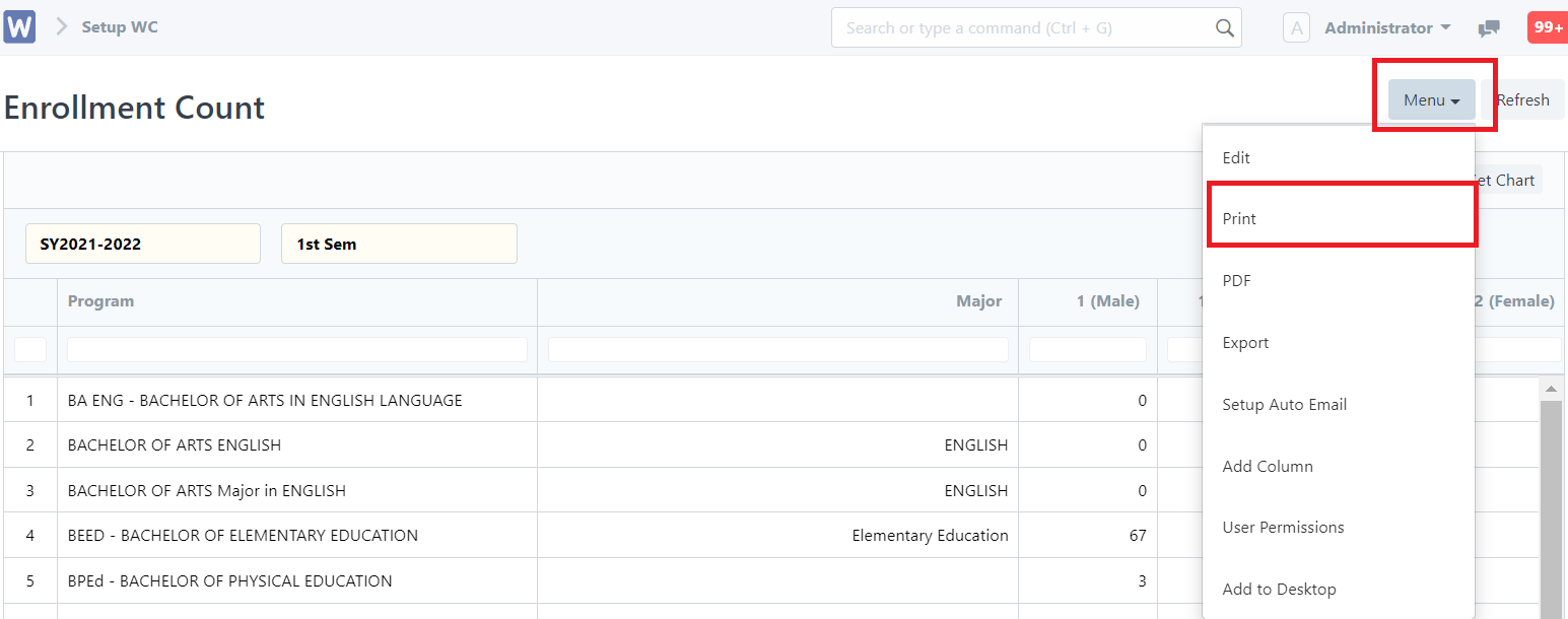 How to Generate Enrollment Count