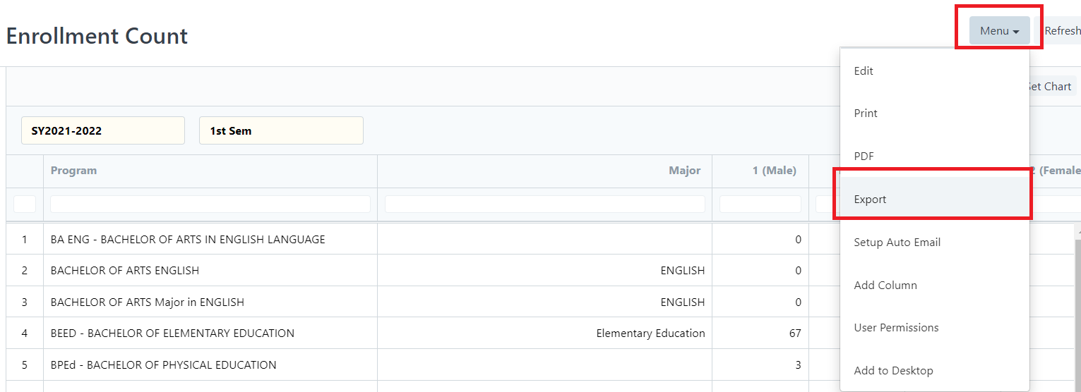 How to Generate Enrollment Count