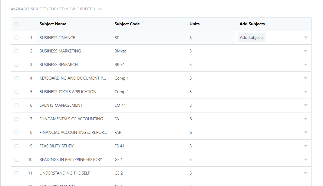 How to Add or Select Subject Using Student Account (College)