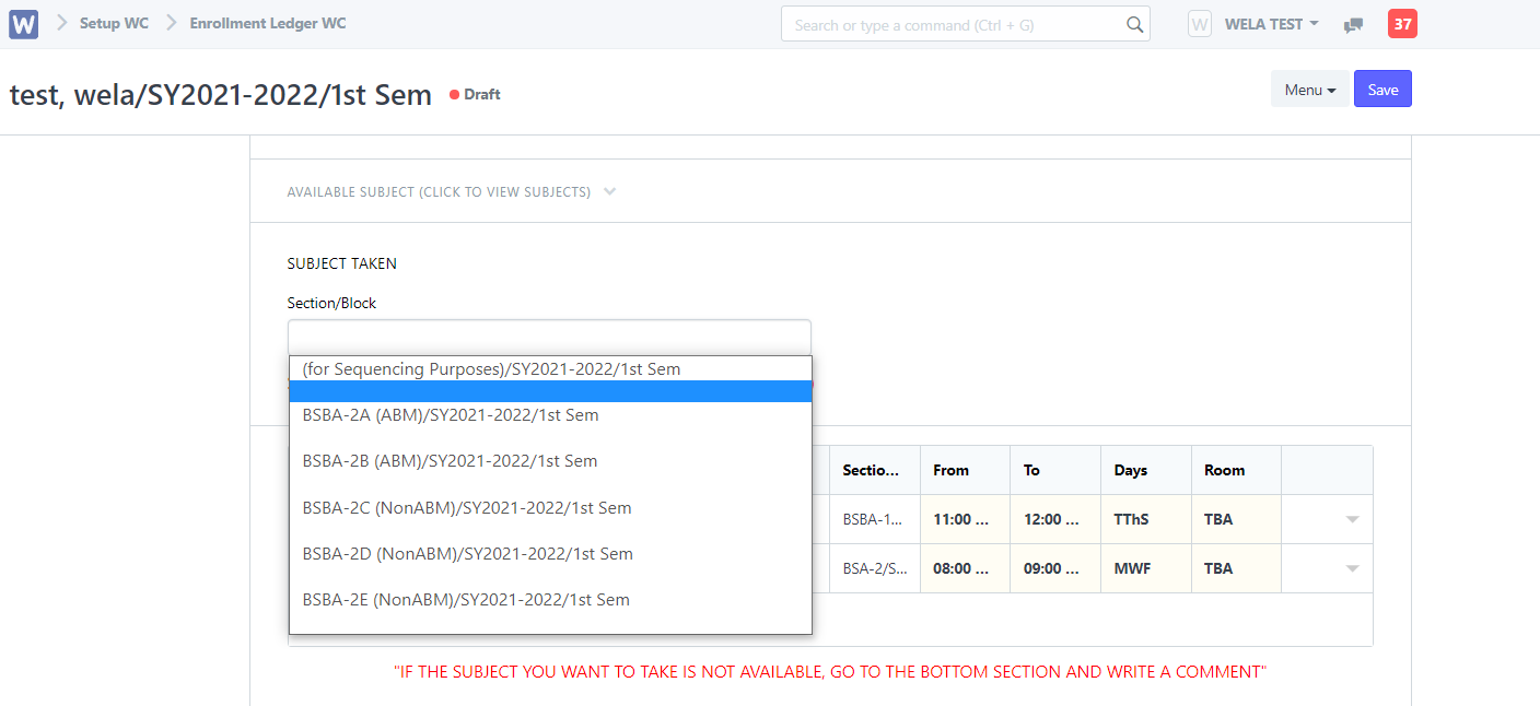 How to Add or Select Subject Using Student Account (College)