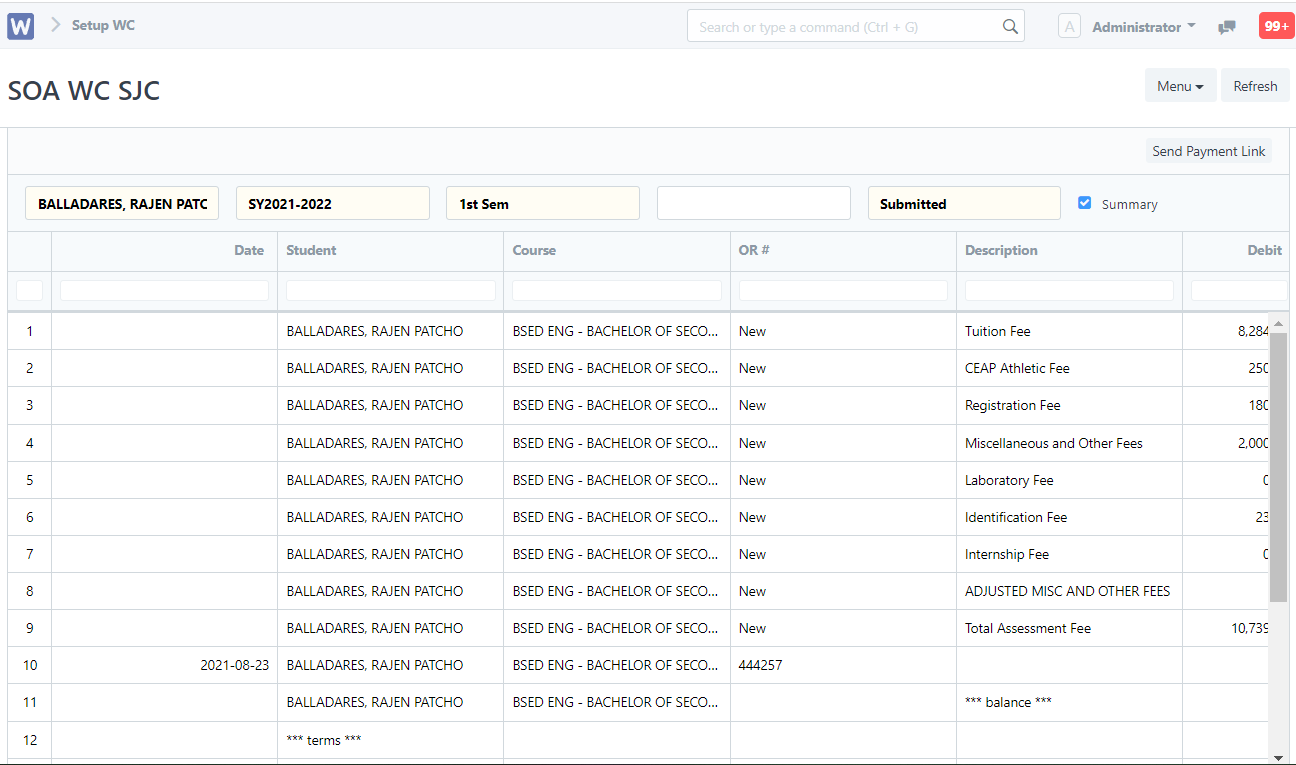 How to Print SOA ( Statement of Account ) College/BED
